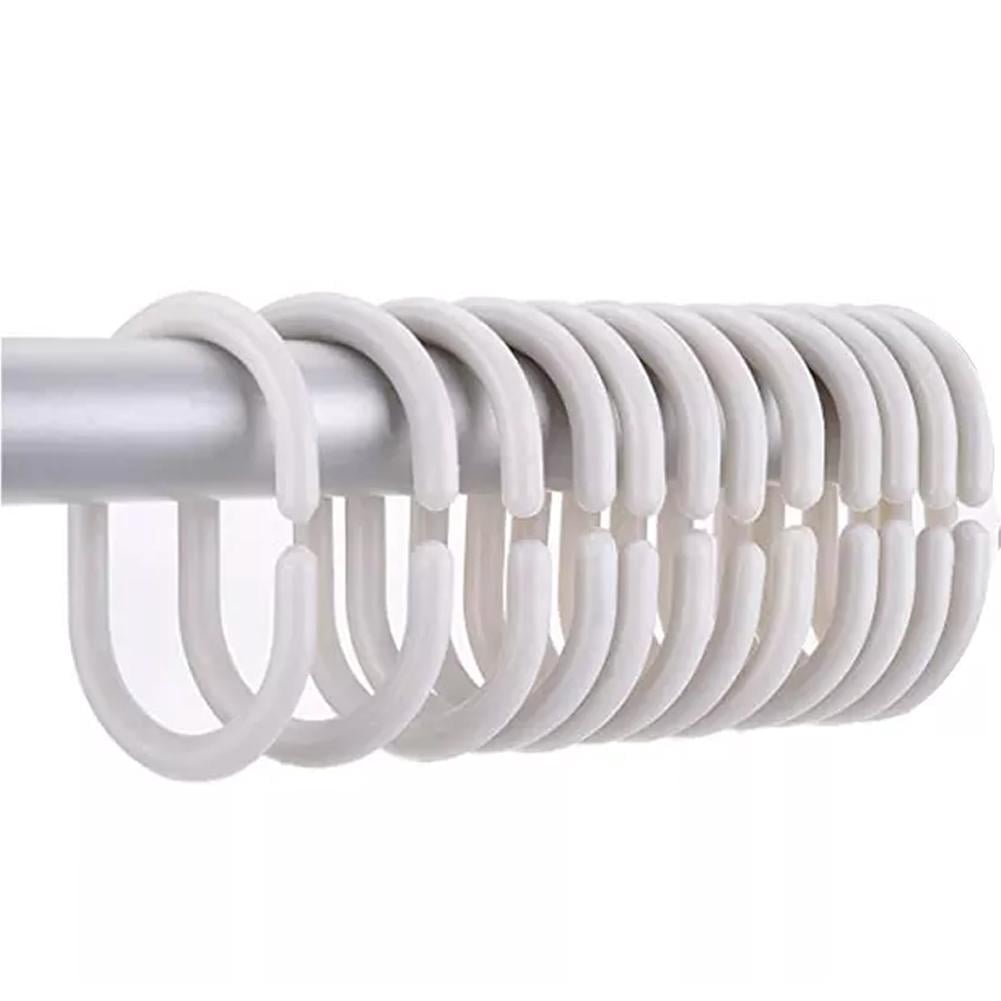 12-Pack Shower Curtain Hooks, Plastic C-Shape Rings with Effortless ...