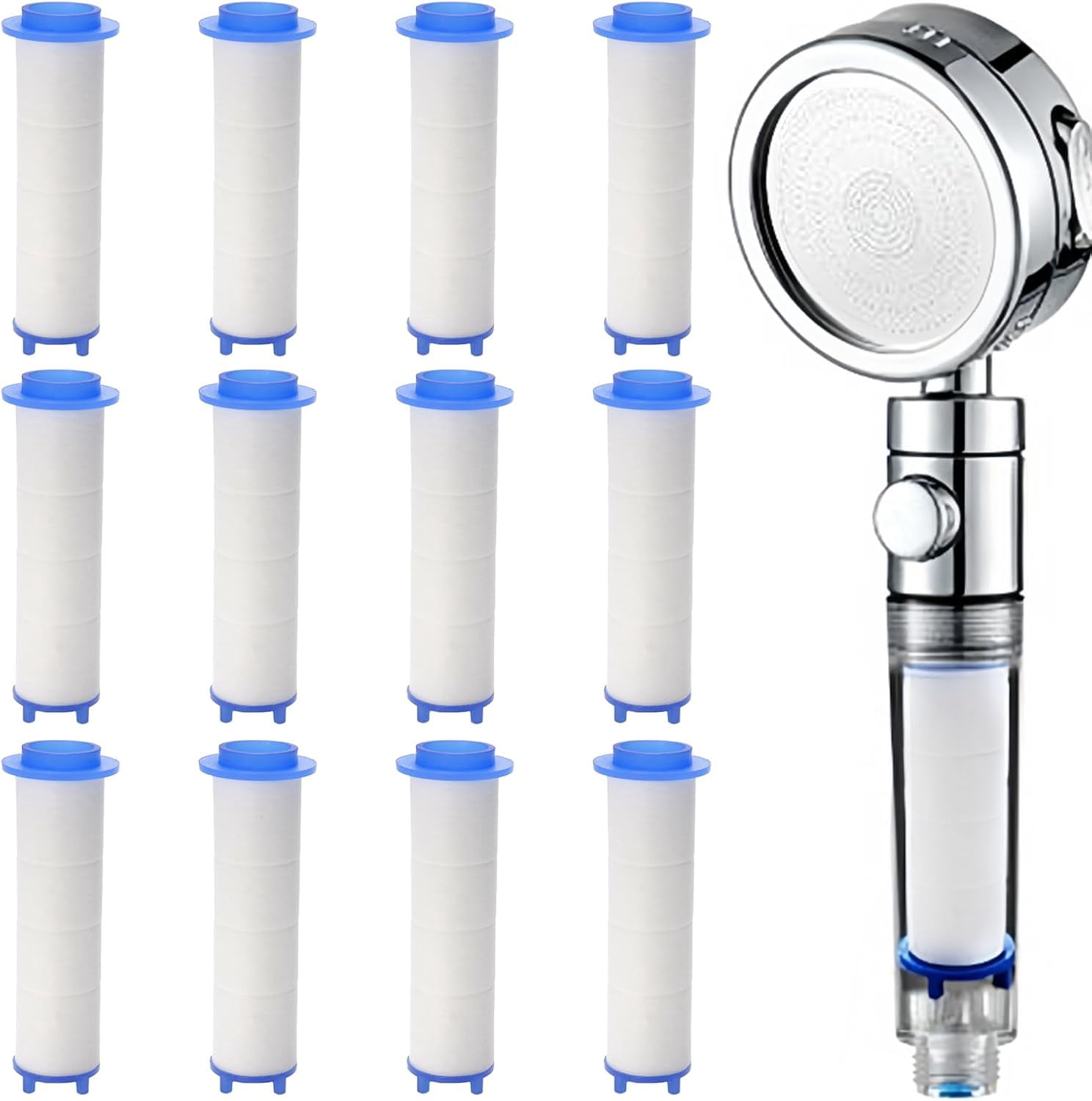 12 Pack Shower Head Filters, 2.95 Inch PP Cotton Replacement Filters ...