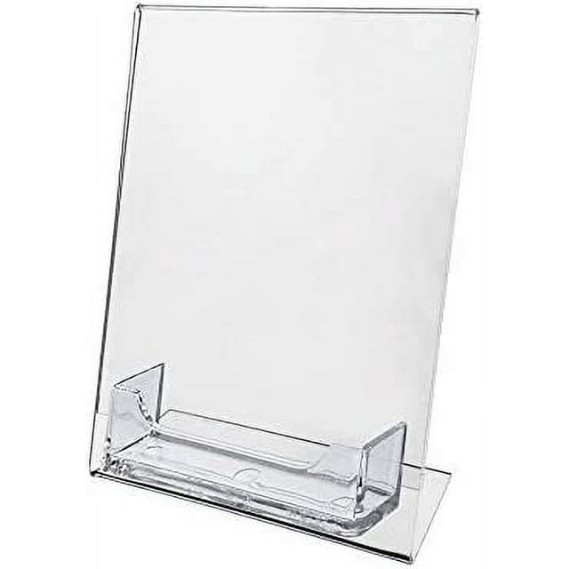 12 Pack Sign Holder 5"x7" Slant Back Display with Business Card Holder ...