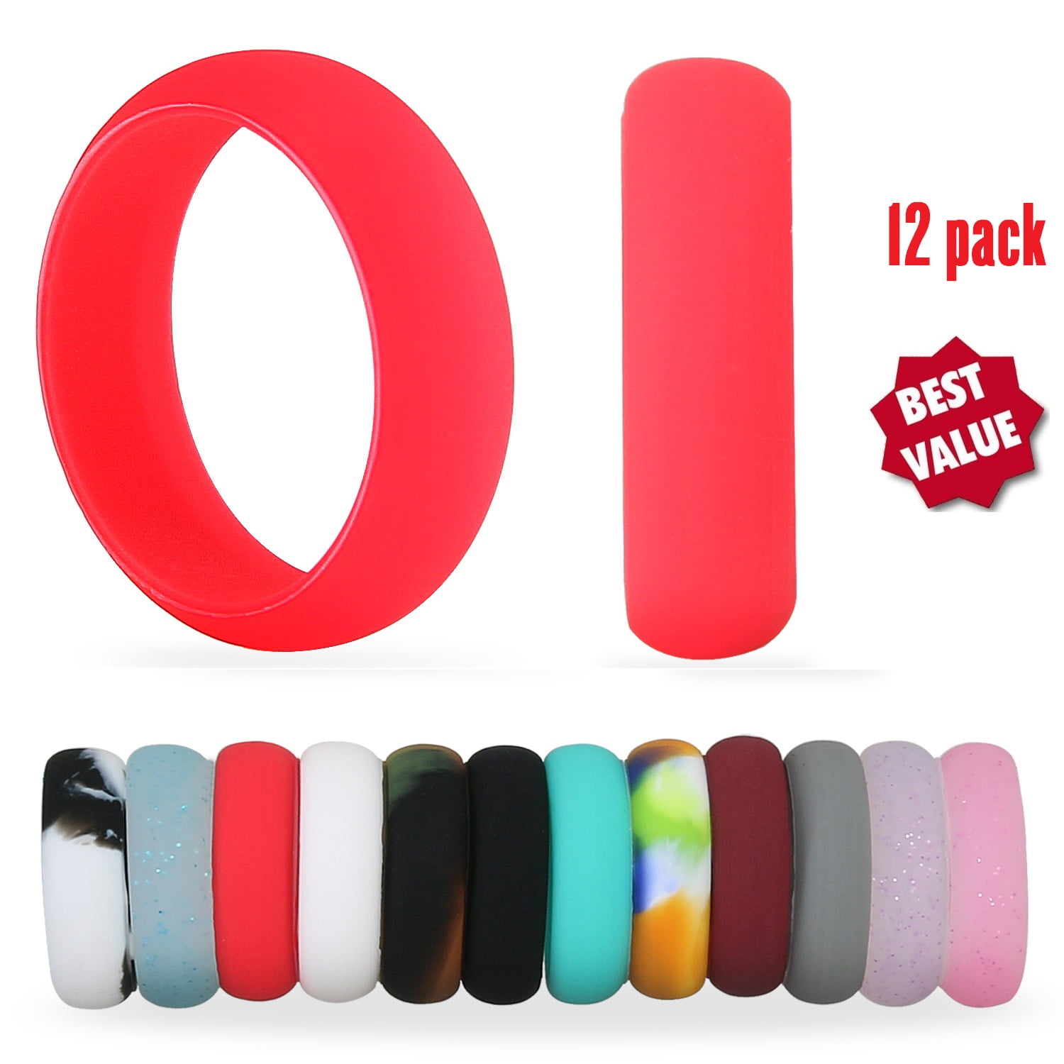 12 Pack Silicone Wedding Ring, Premium Medical Grade Wedding-Bands ...