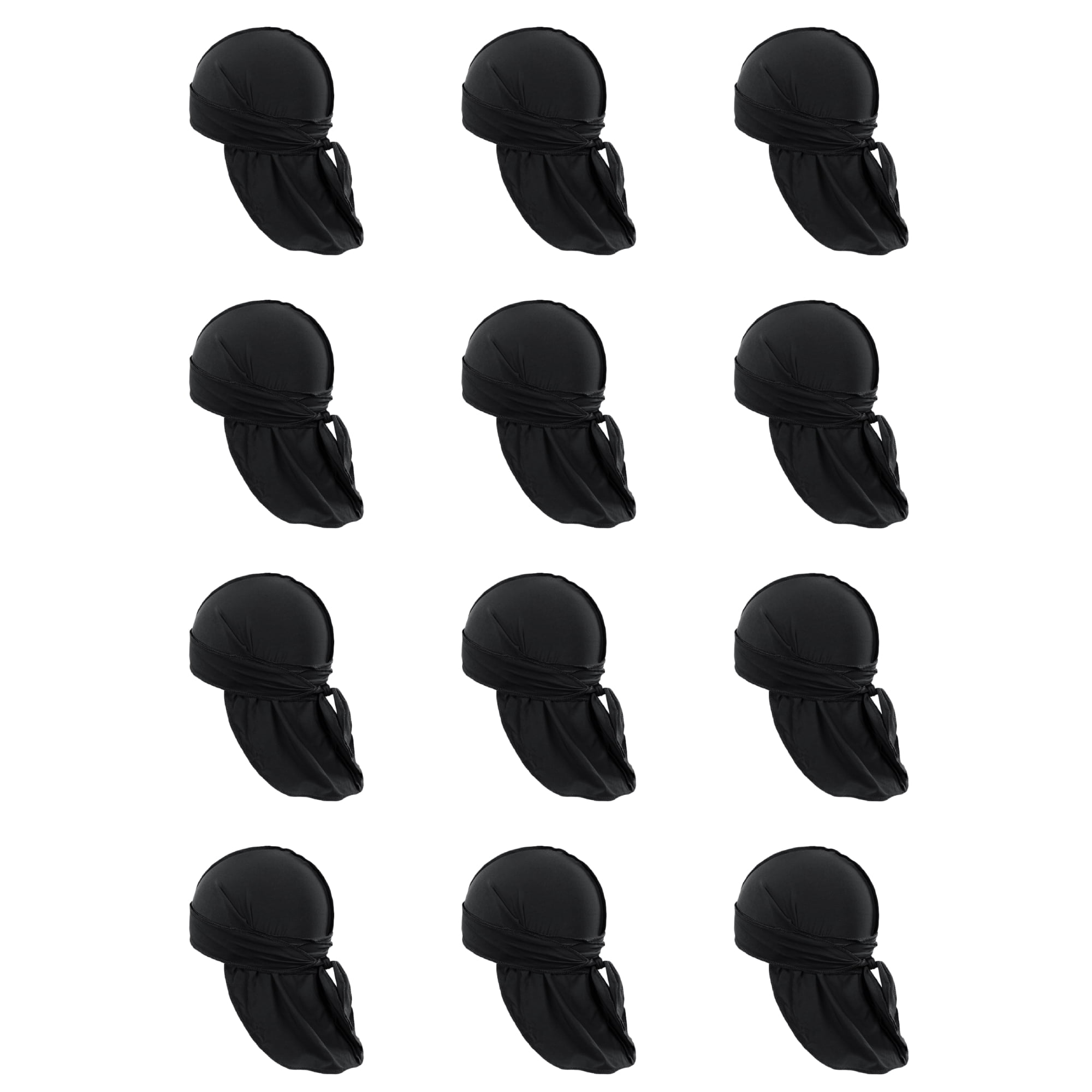 12 Pack Silky Durags Great for Hair Protection and Fashion (Black ...