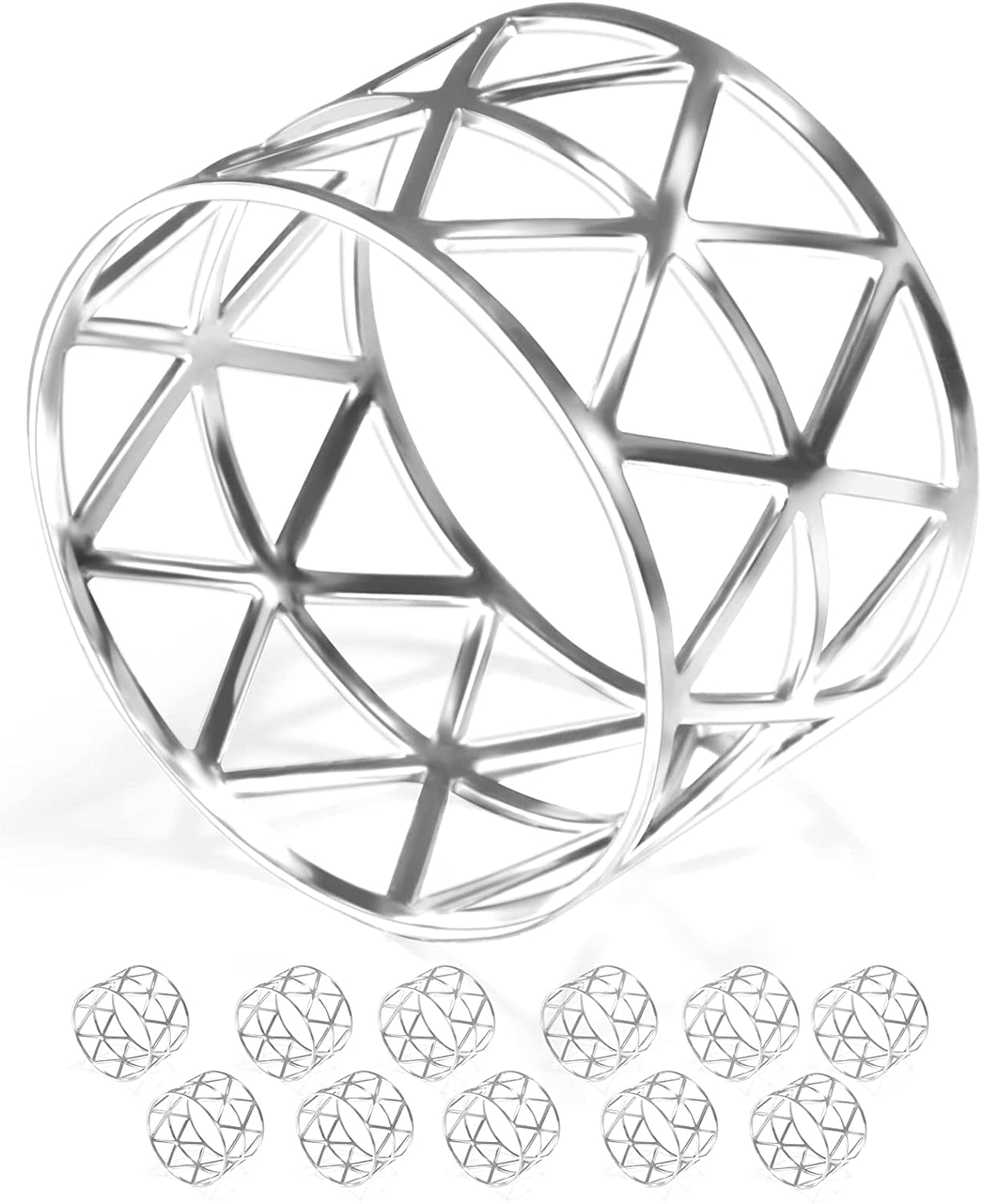 12 Pack Silver Napkin Rings Hollow Design Metal Napkin Holders for ...