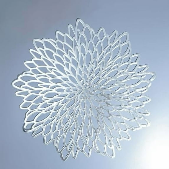 12 Pack of Silver Placemats Metallic Vinyl Dinning Table Mats, Round ...