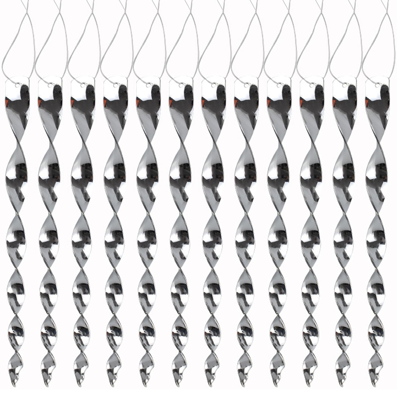 12 Pack Silver Spiral Bird Repellent Reflective Scare Rods, Hanging ...