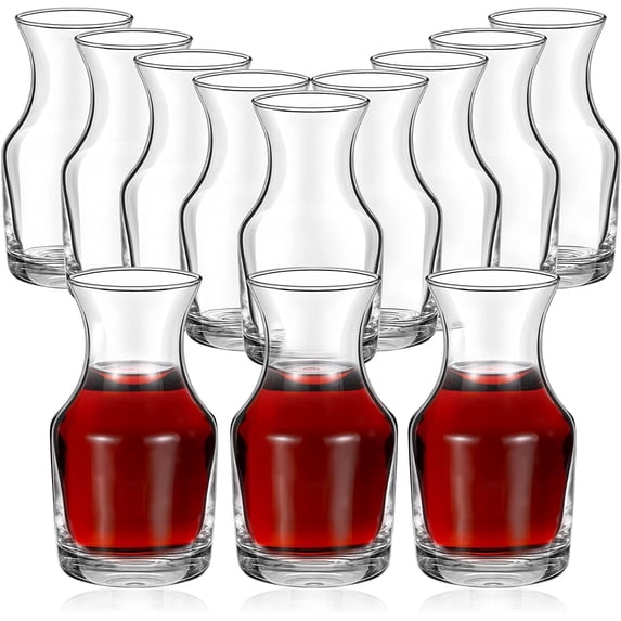 12 Pack Single Serving Wine Carafe Glass Small Mini Individual Refill ...