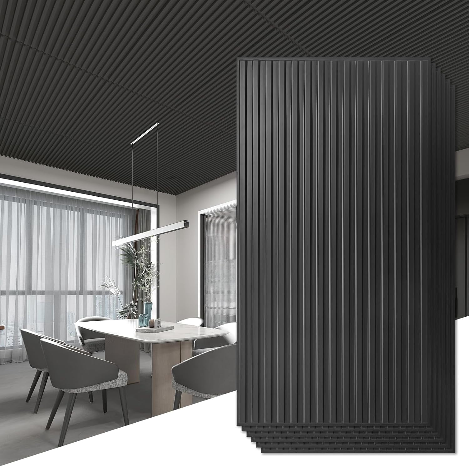 12-Pack Slat Design 3D Wall Panels for Interior Wall Decor, PVC ...