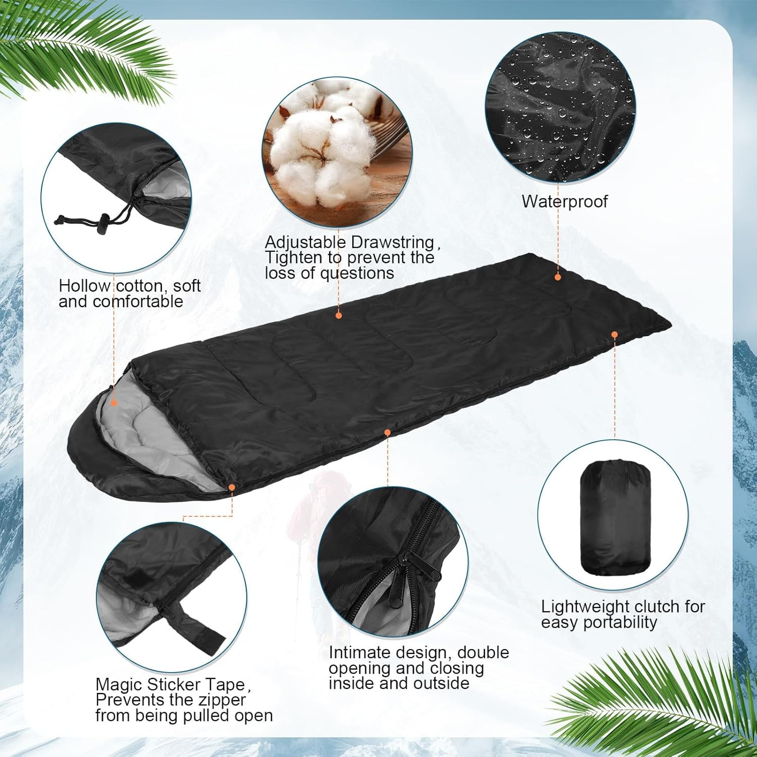 12 Pack Sleeping Bags Set with Compression Sacks, 6 Camping Sleeping ...