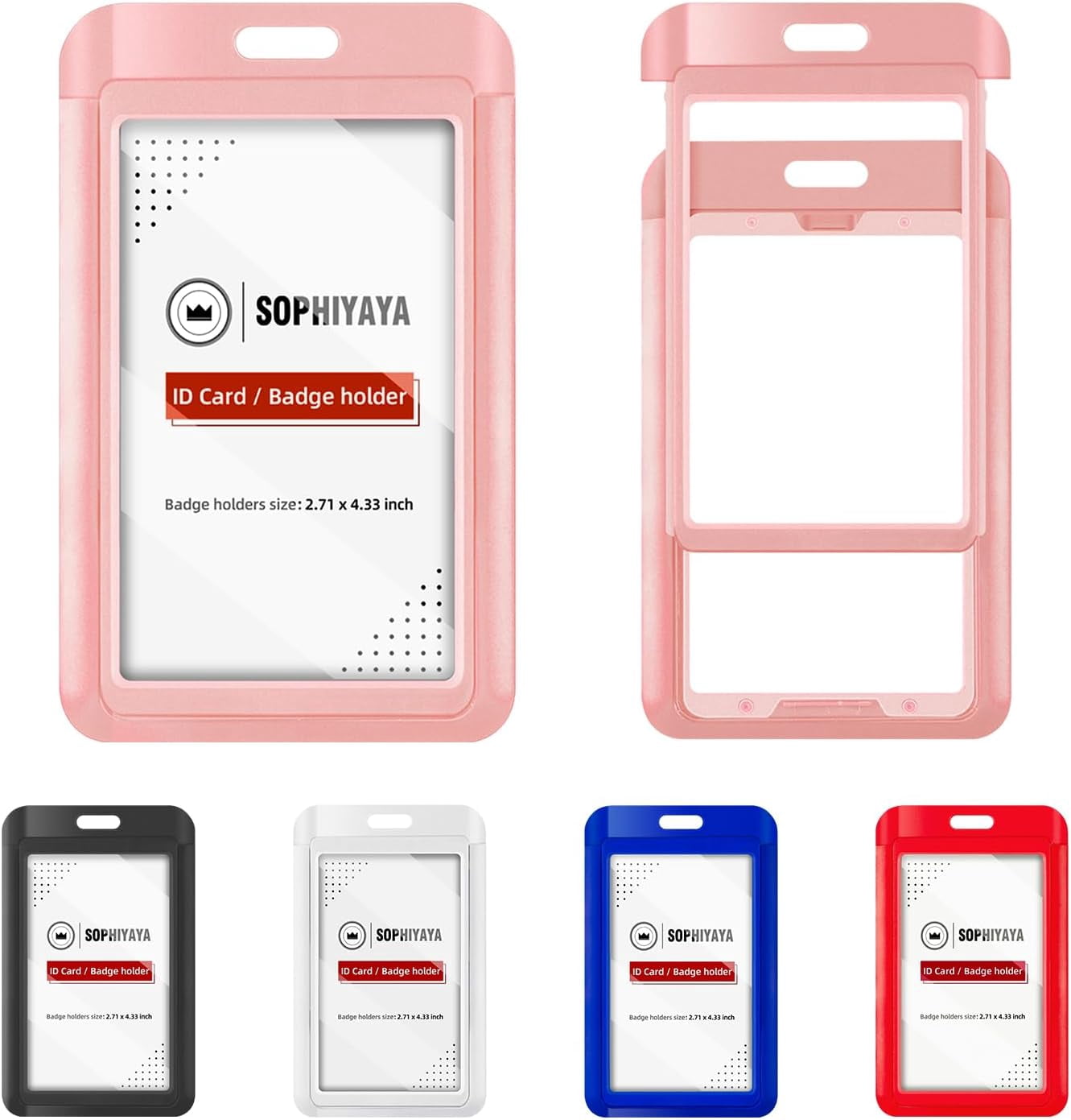12 Pack Sliding ID Badge Holder with Double-Sided Windows Key Card Work ...