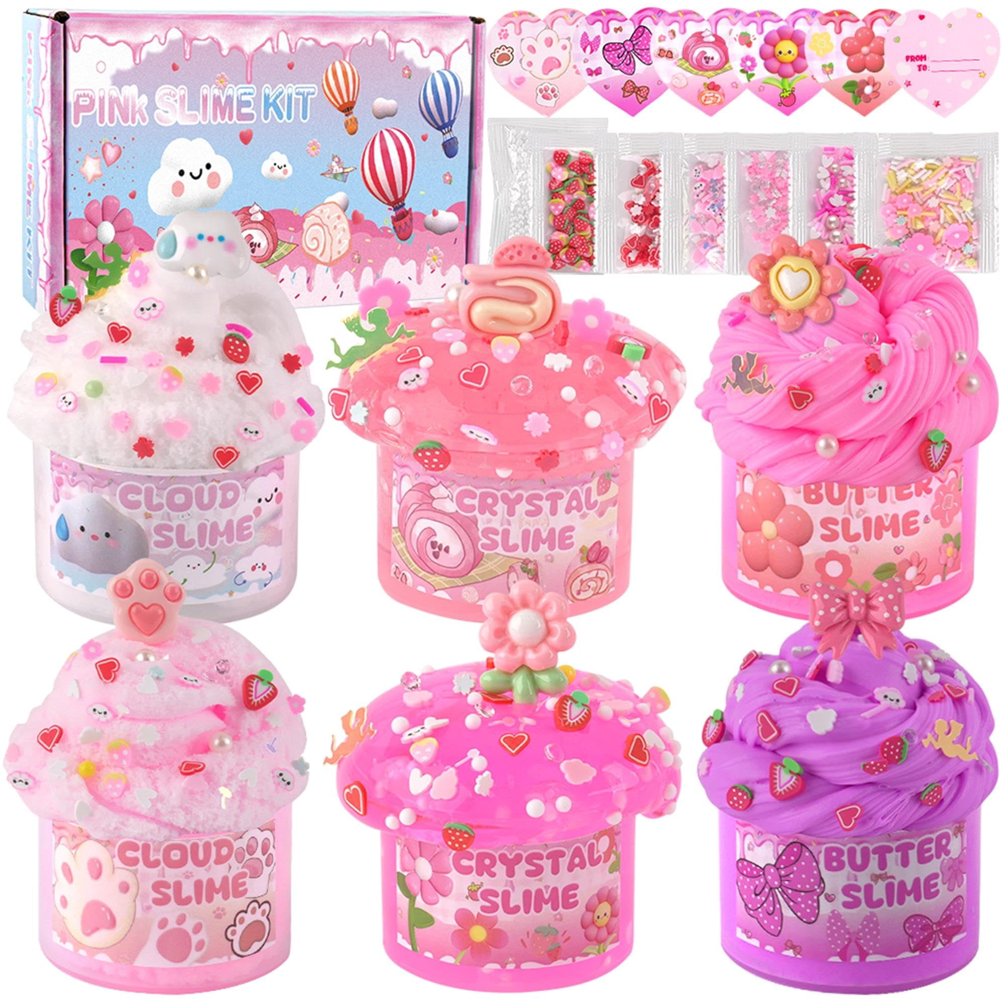 12 Pack Slimes, Pink Slime Kids, Clear Butter Cloud Slime kit Party ...