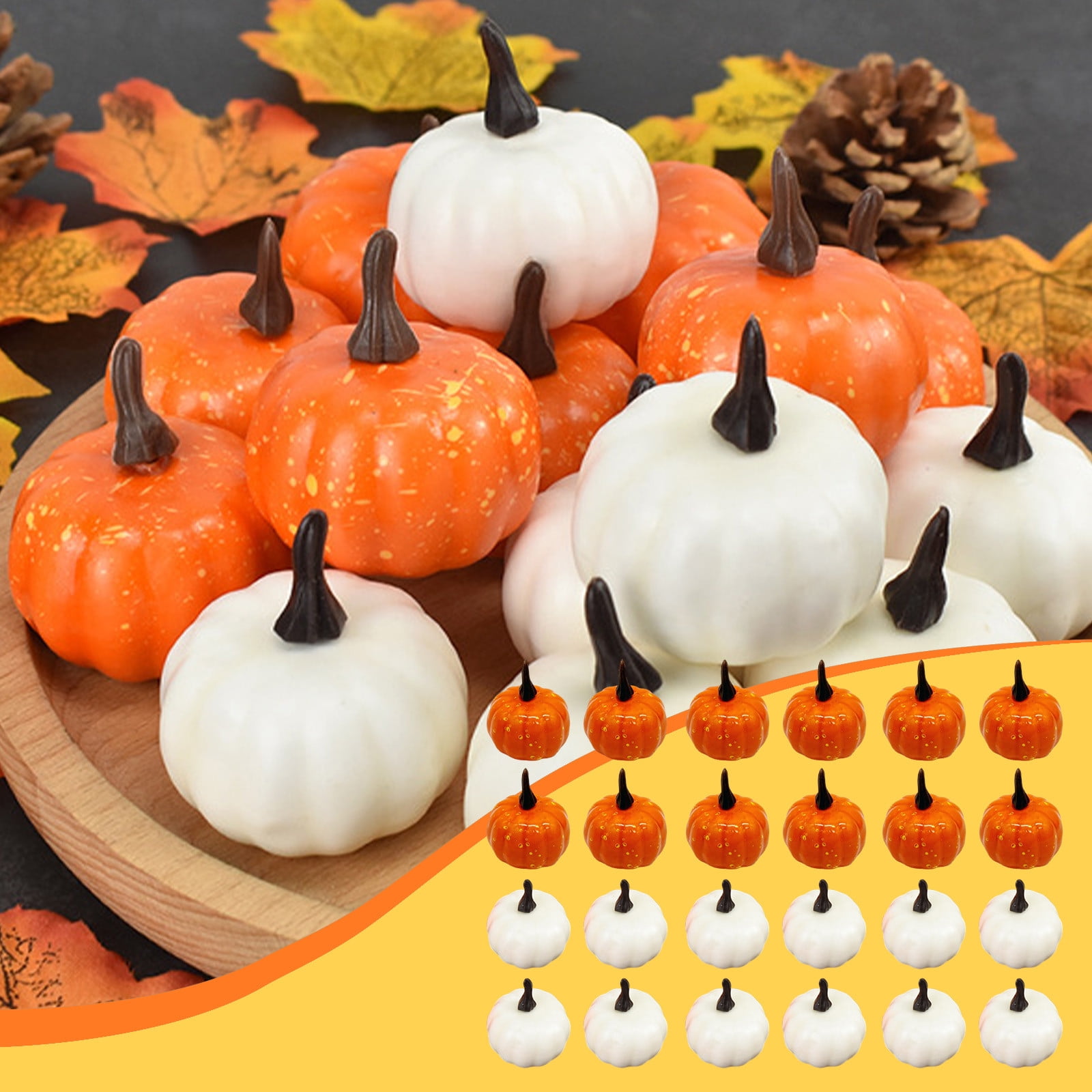 12 Pack Small Artificial Lifelike Cucurbit Fall Crop Mini Pumpkins For ...