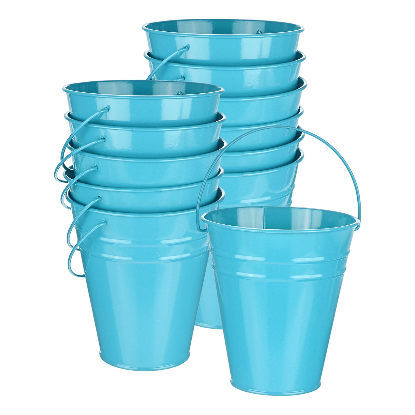 12-Pack Small Metal Bucket with Handle, 12x13cm Galvanized Buckets ...