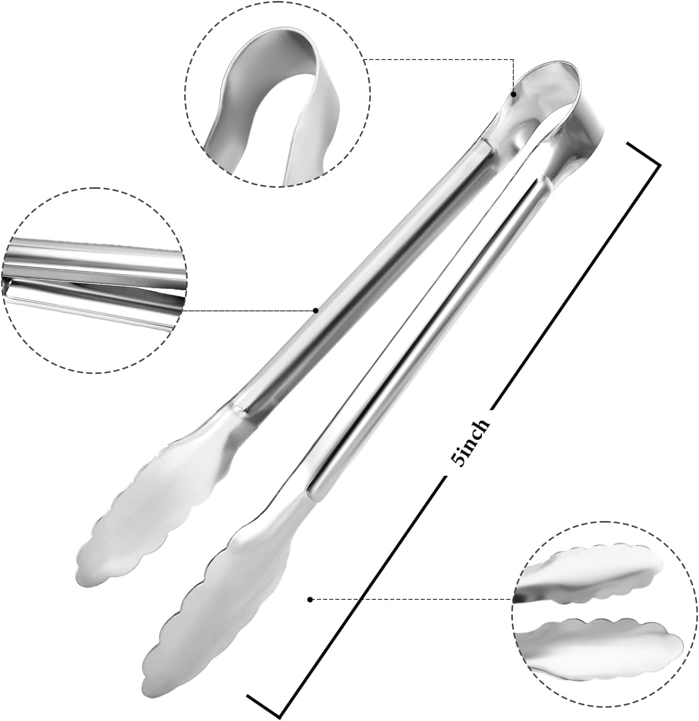 12 Pack Small Serving Tongs, Stainless Steel Sugar Tongs Mini ...