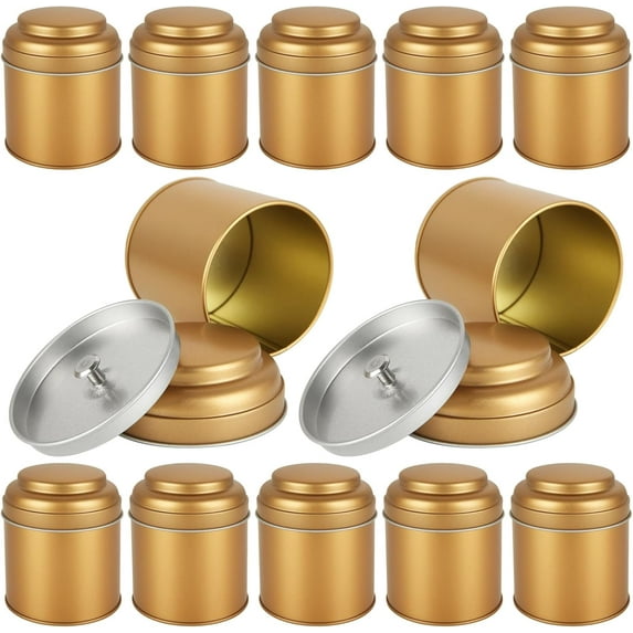 12 Pack Small Tea Tin Canisters with Airtight Lids, 8oz Loose Leaf Tea ...