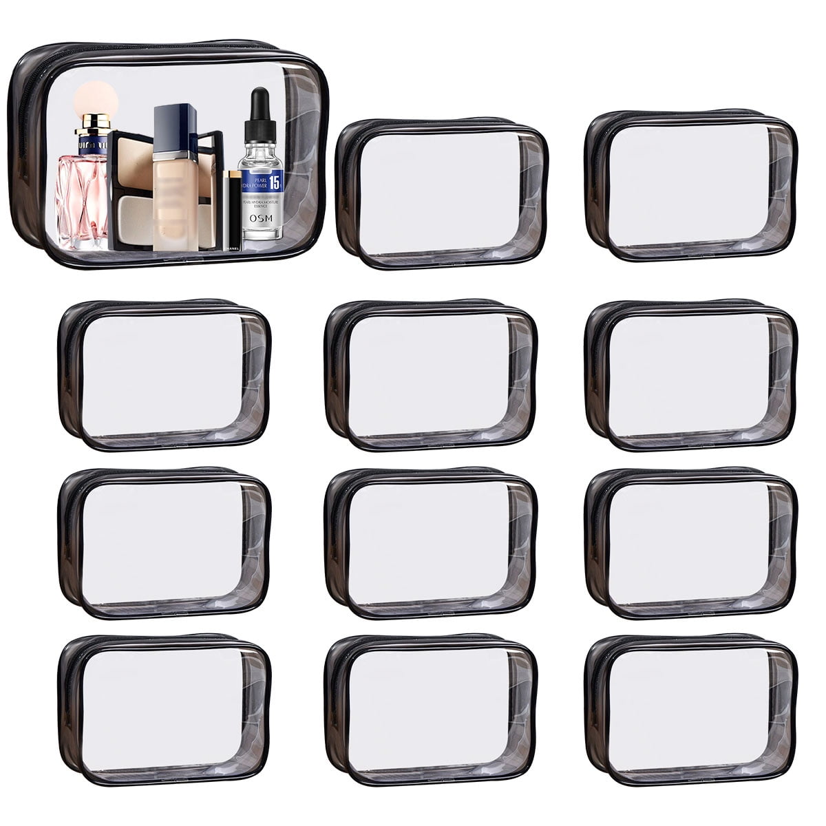 12 Pack Small PVC Toiletry Bag, Clear Waterproof Makeup Pouch, Portable ...