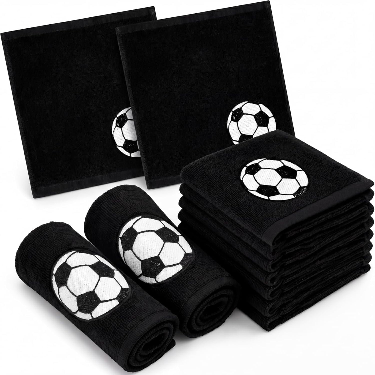 12 Pack Soccer Party Favors Cotton Hand Towels for Bathroom 11.8 x 11.8 ...