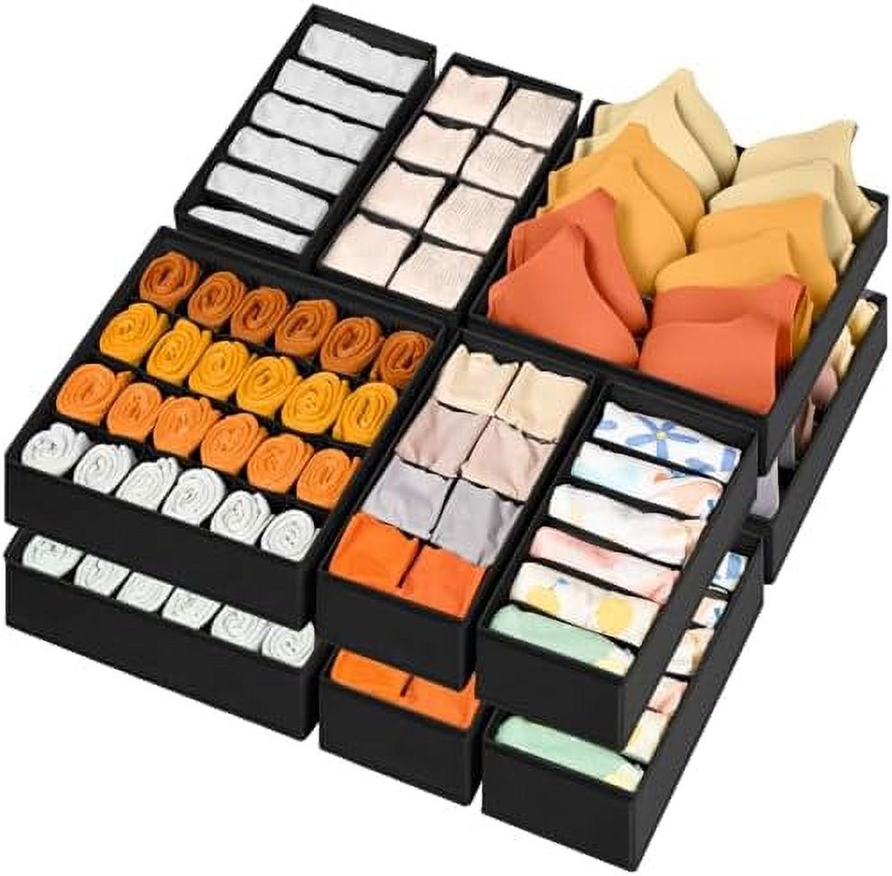 12 Pack Sock Underwear Drawer Organizer Dividers, 116 Cells Fabric ...
