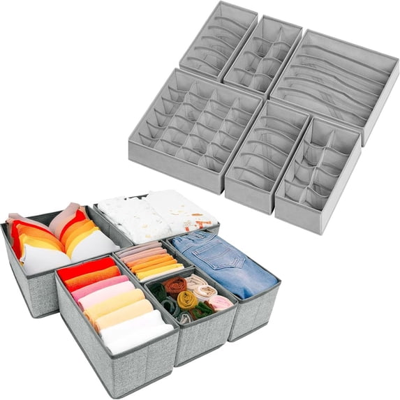 12 Pack Sock Underwear Drawer Organizer Dividers, Foldable Fabric ...