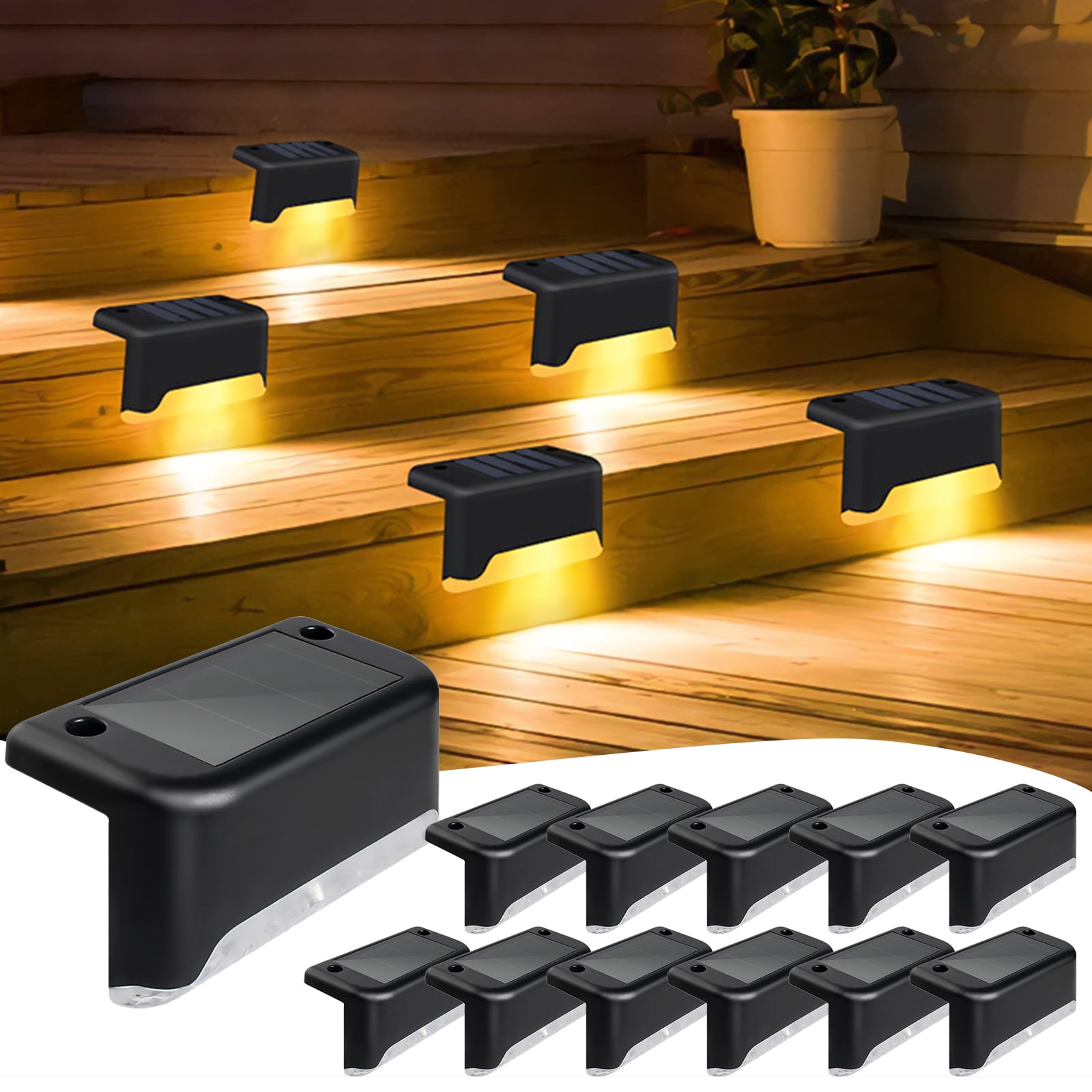 12 Pack Solar Deck Lights Outdoor, Solar Step Lights Waterproof LED ...