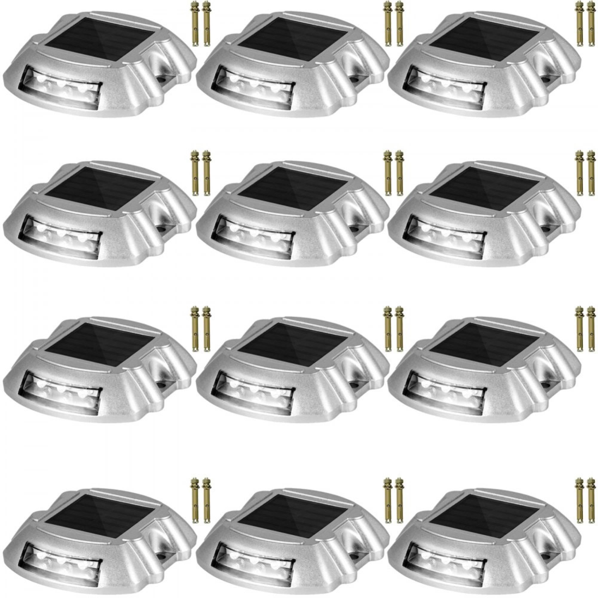 12-Pack Solar Driveway Lights - Bright White Waterproof LED Pathway ...