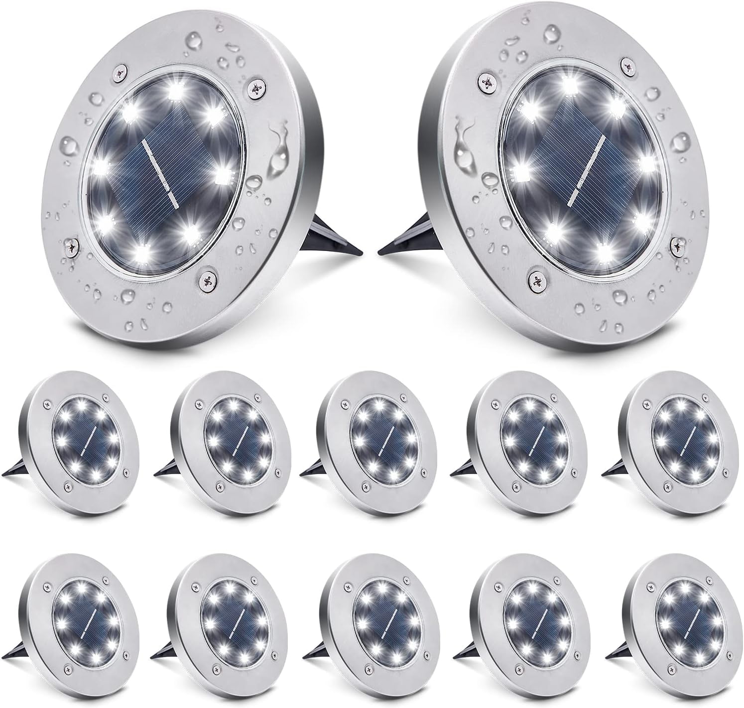 12 Pack Solar Ground Lights,Waterproof In-Ground Lights Solar Garden ...