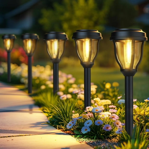 12 Pack Solar Lights Outdoor, Solar Pathway Lights Auto On/Off ...