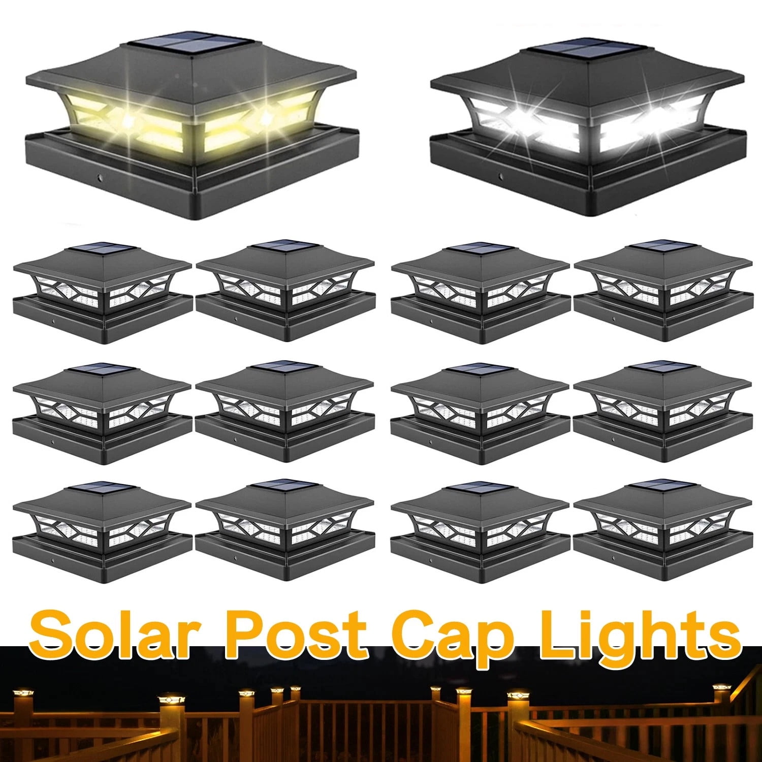 12 Pack Solar Post Deck Cap Lights Outdoor Fence Dock 4x4/6x6 LED Lamp ...