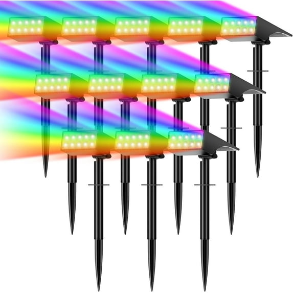 12-Pack Solar Spot Lights Outdoor Color Changing - 7 Lighting Modes for ...