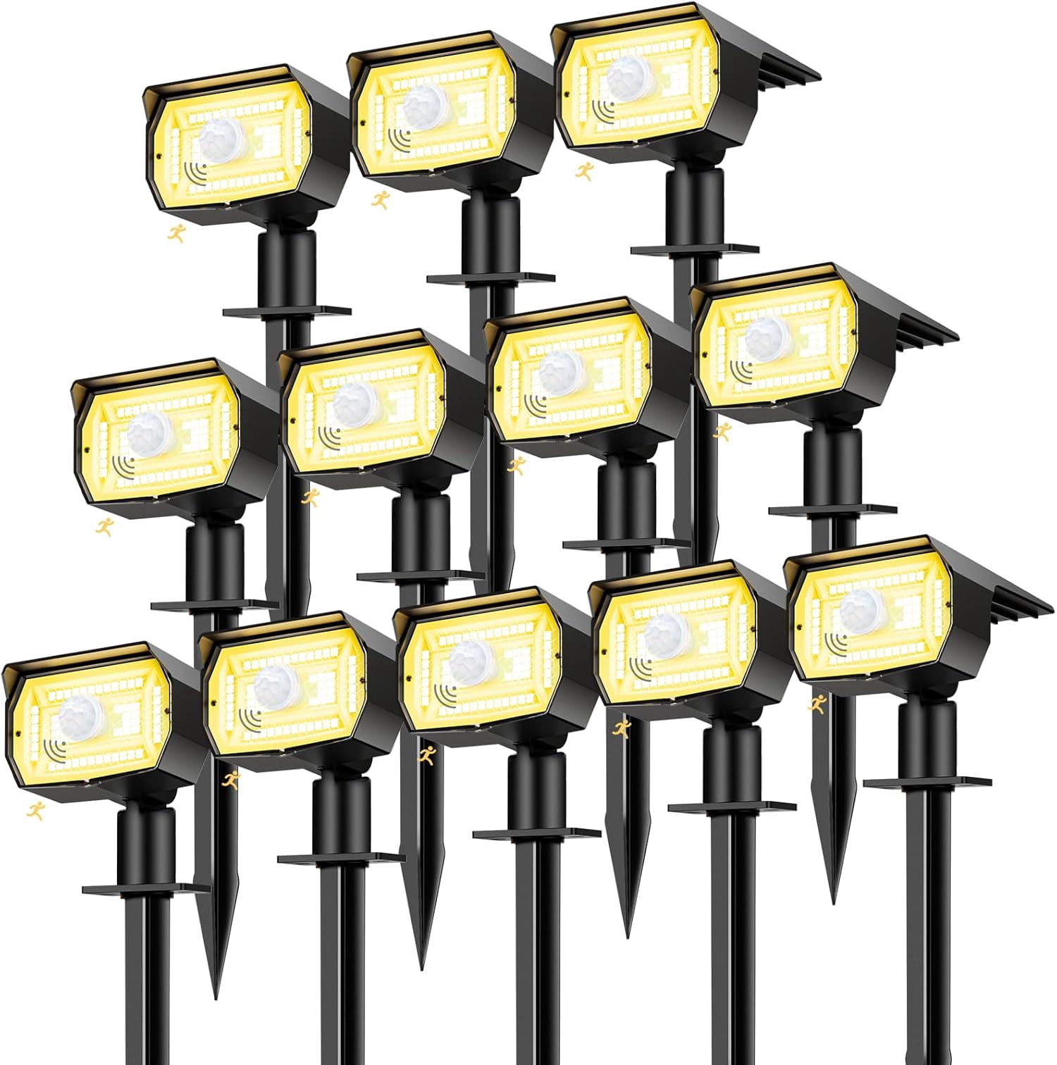 12 Pack Solar Spot Lights Outdoor Motion Sensor with 3 Modes,Solar ...