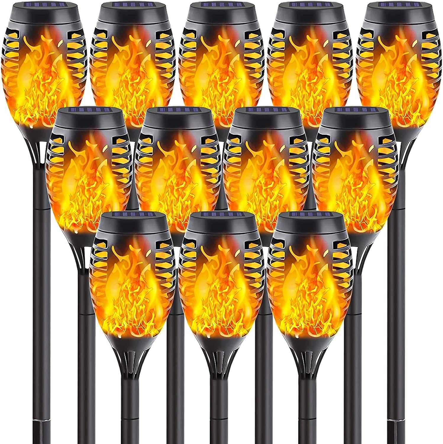 12 Pack Solar Torch Lights Outdoor, IP65 Waterproof Dancing Flickering ...