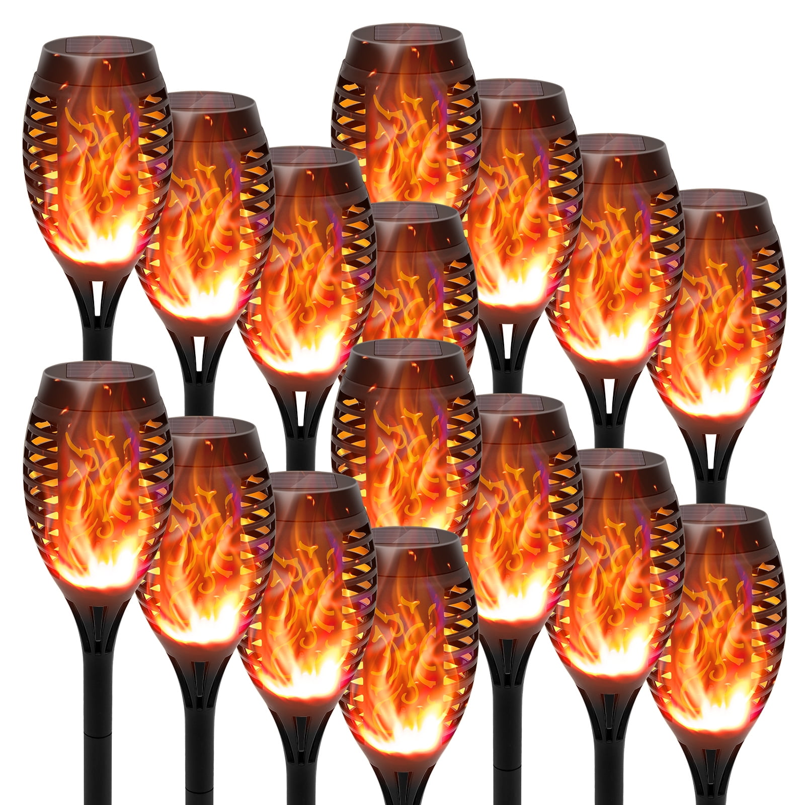 12 Pack Solar Torch Lights Outdoor, 12 LED Flickering Solar Lights ...