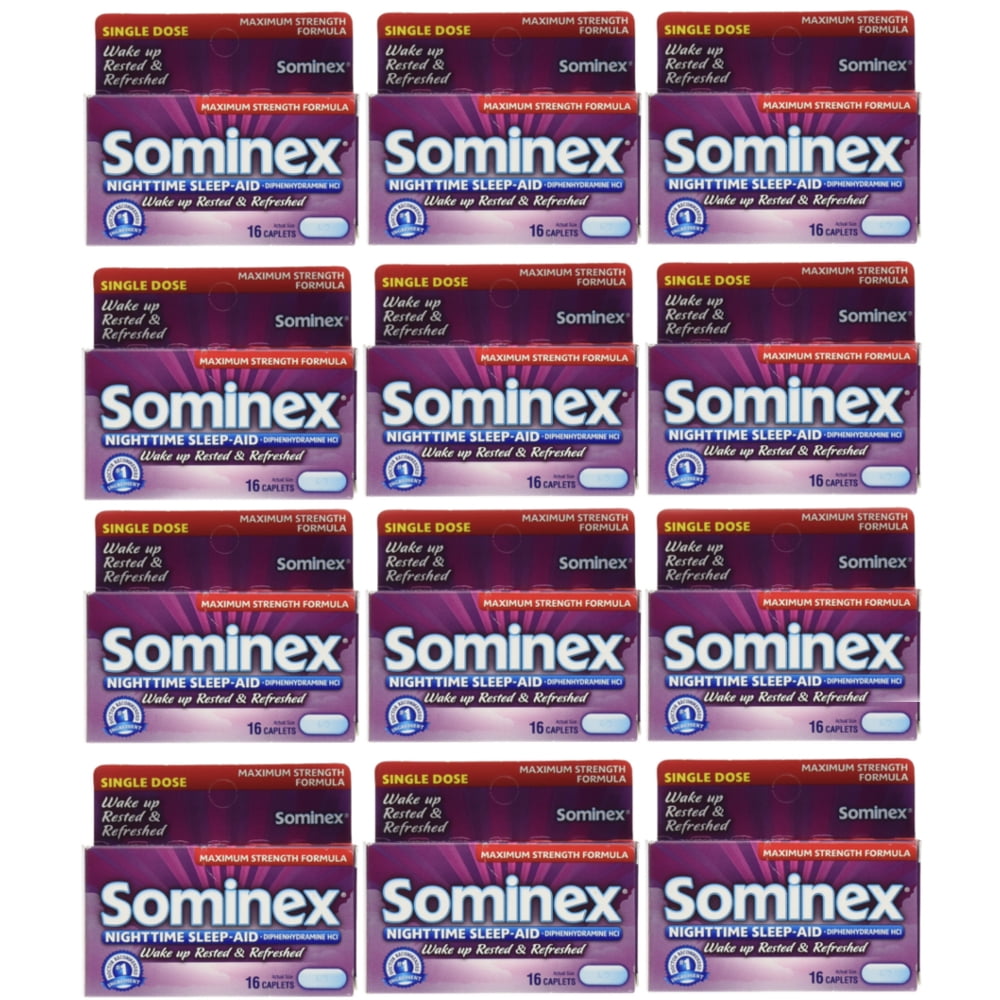 Sominex Maximum Strength Nighttime Sleep-Aid Diphenhydramine Caplets ...