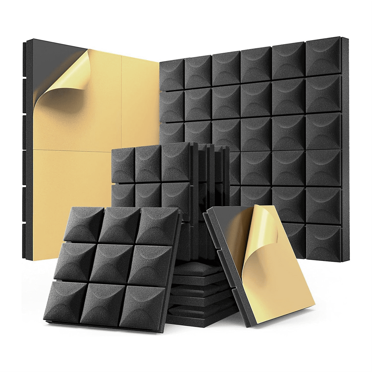 12 Pack Sound Proof Foam Panels with Self-Adhesive, x 2 Inches Acoustic ...