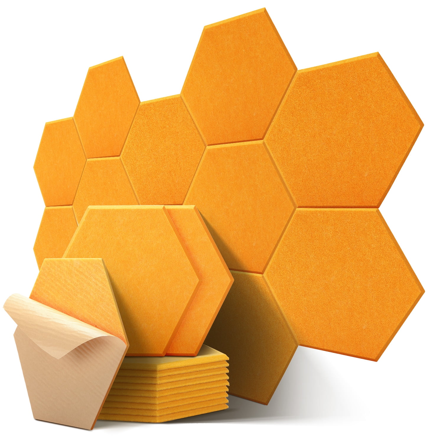 Kuchoow High Density Self-Adhesive Hexagon Acoustic Dampers Orange 12 ...