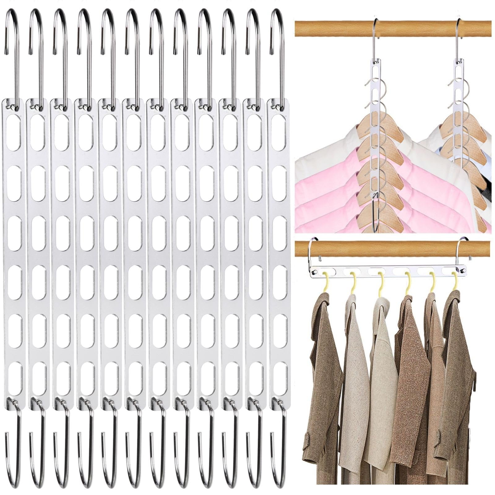 12 Pack Space Saving Hangers for Clothes, Collapsible Hangers Organizer ...