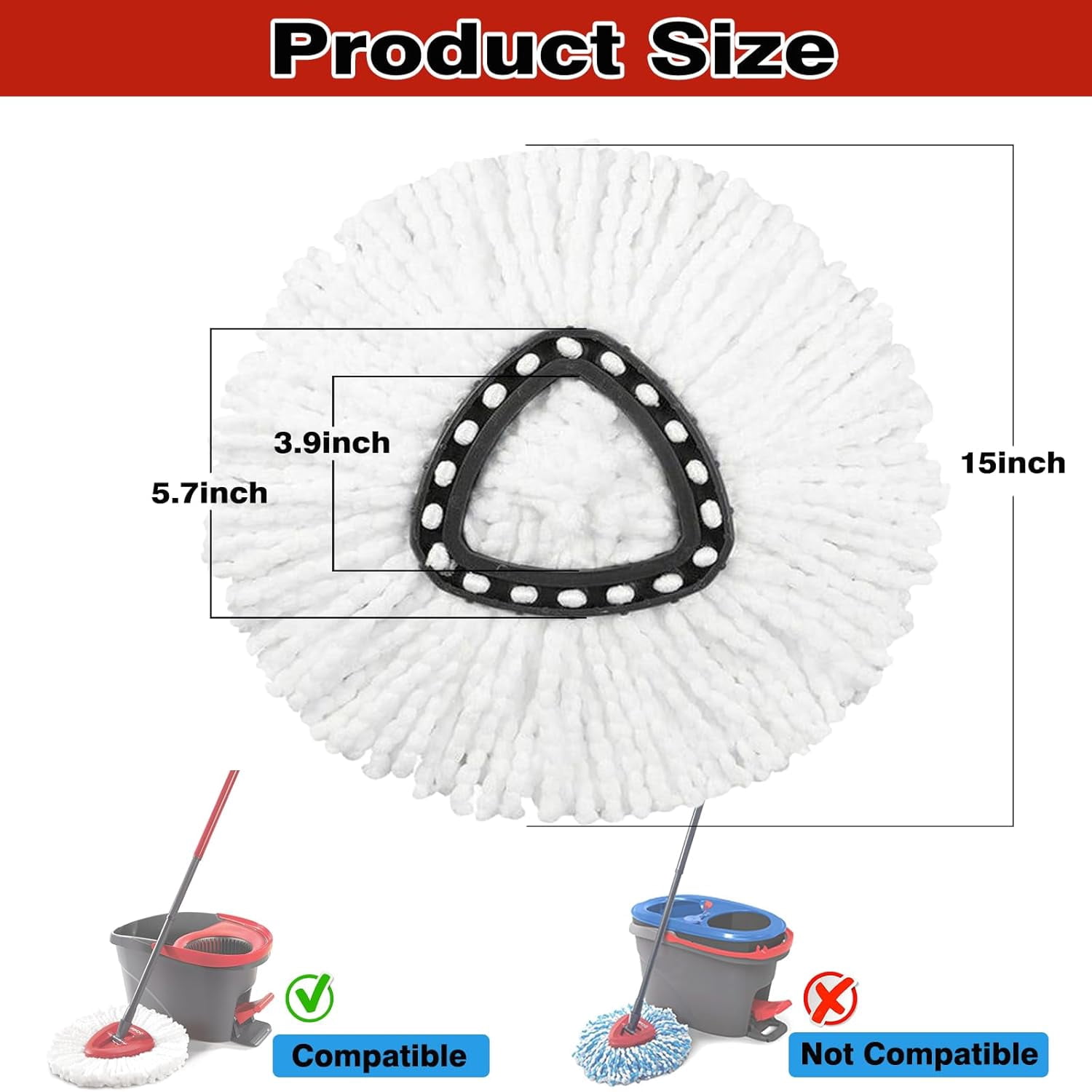 12 Pack Spin Mop Heads | 100% Microfiber Spin Mop Refill for Mops | 360 ...