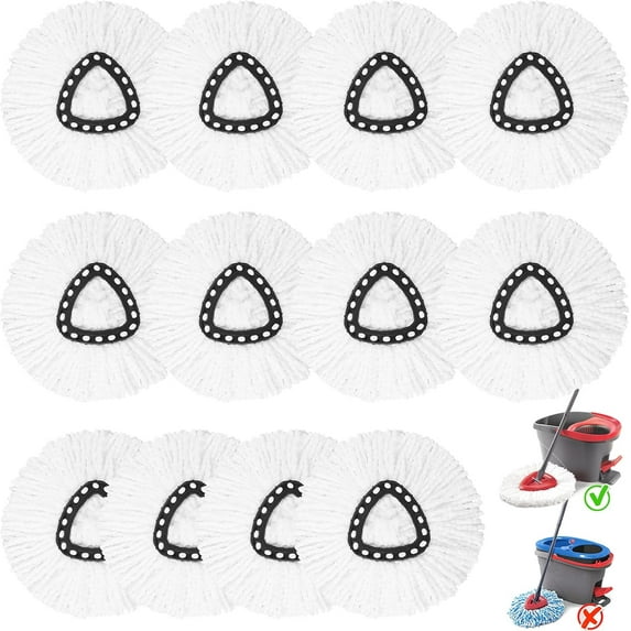 12 Pack Spin Mop Replacement Heads, 100% Microfiber Spin Mop Refill for ...