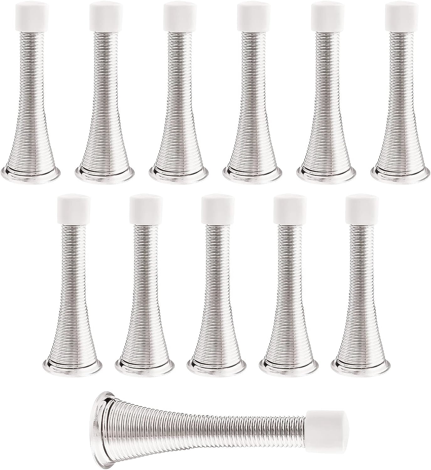 12 Pack Spring Door Stops for Bottom of Door 3-1/4”, Silver Satin ...