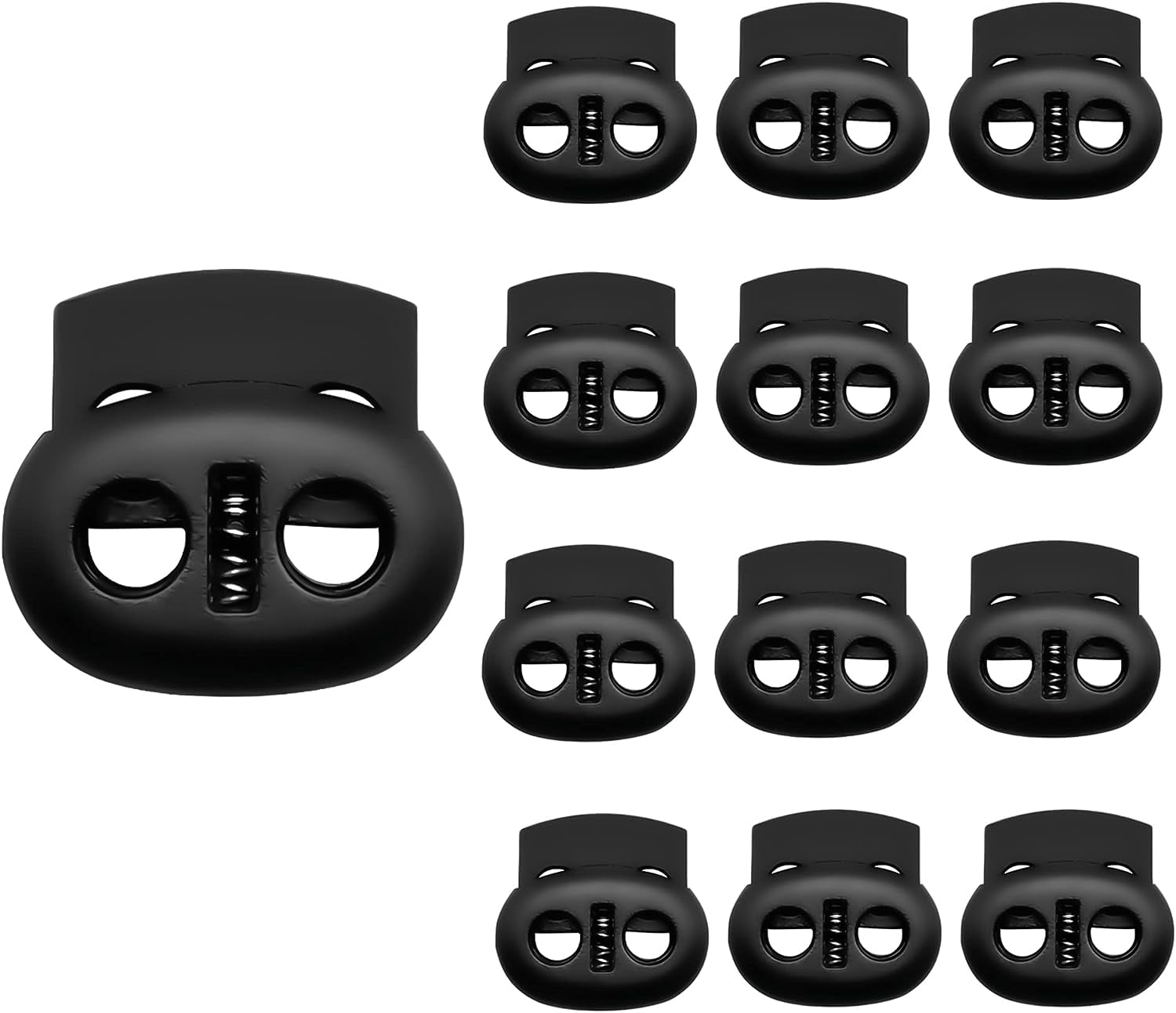 12 Pack Spring Loaded Plastic Round Double Holes Stoppers Cord Ends ...