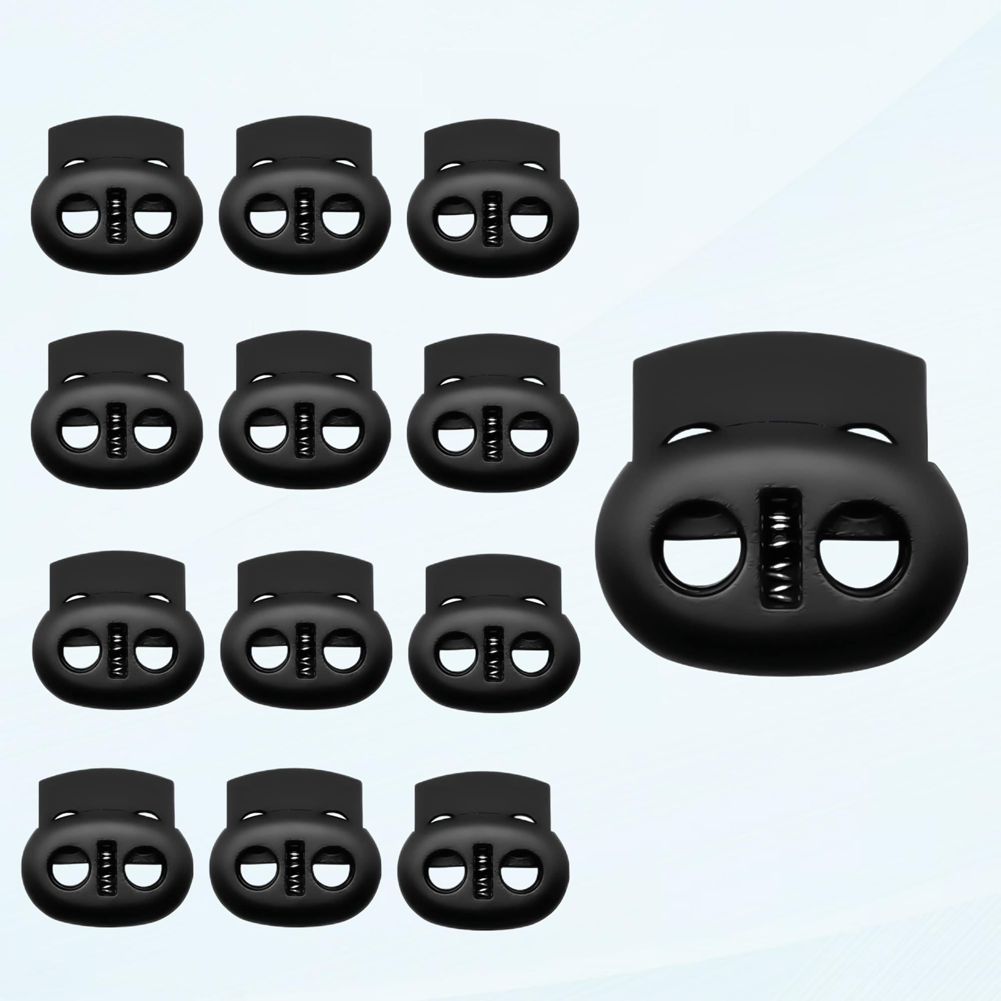 12 Pack Spring Loaded Round Plastic Double Holes Cord Stoppers Oval ...