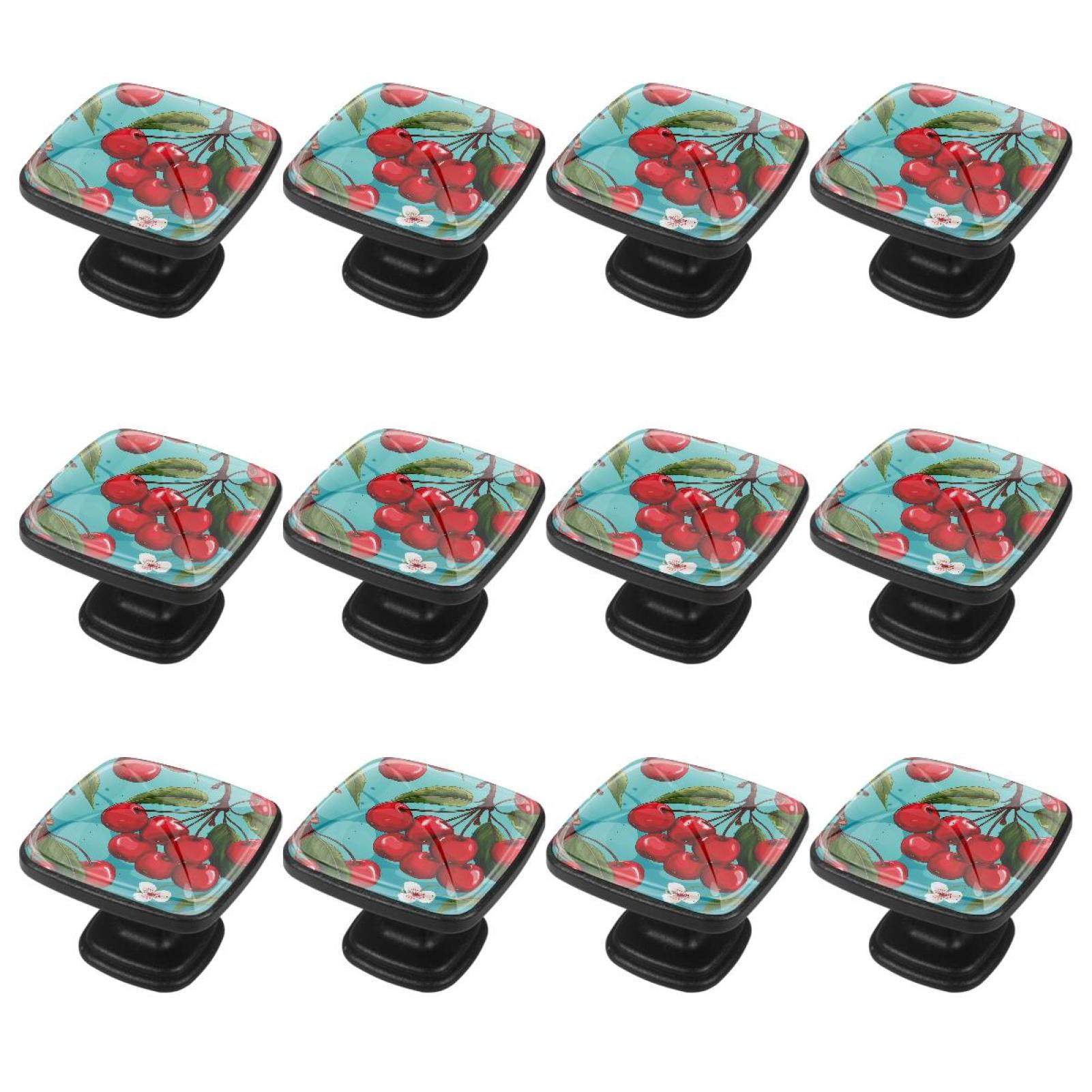 12 Pack Square Kitchen Cabinet Knobs, Cherry Drawer Pulls, Cabinet ...