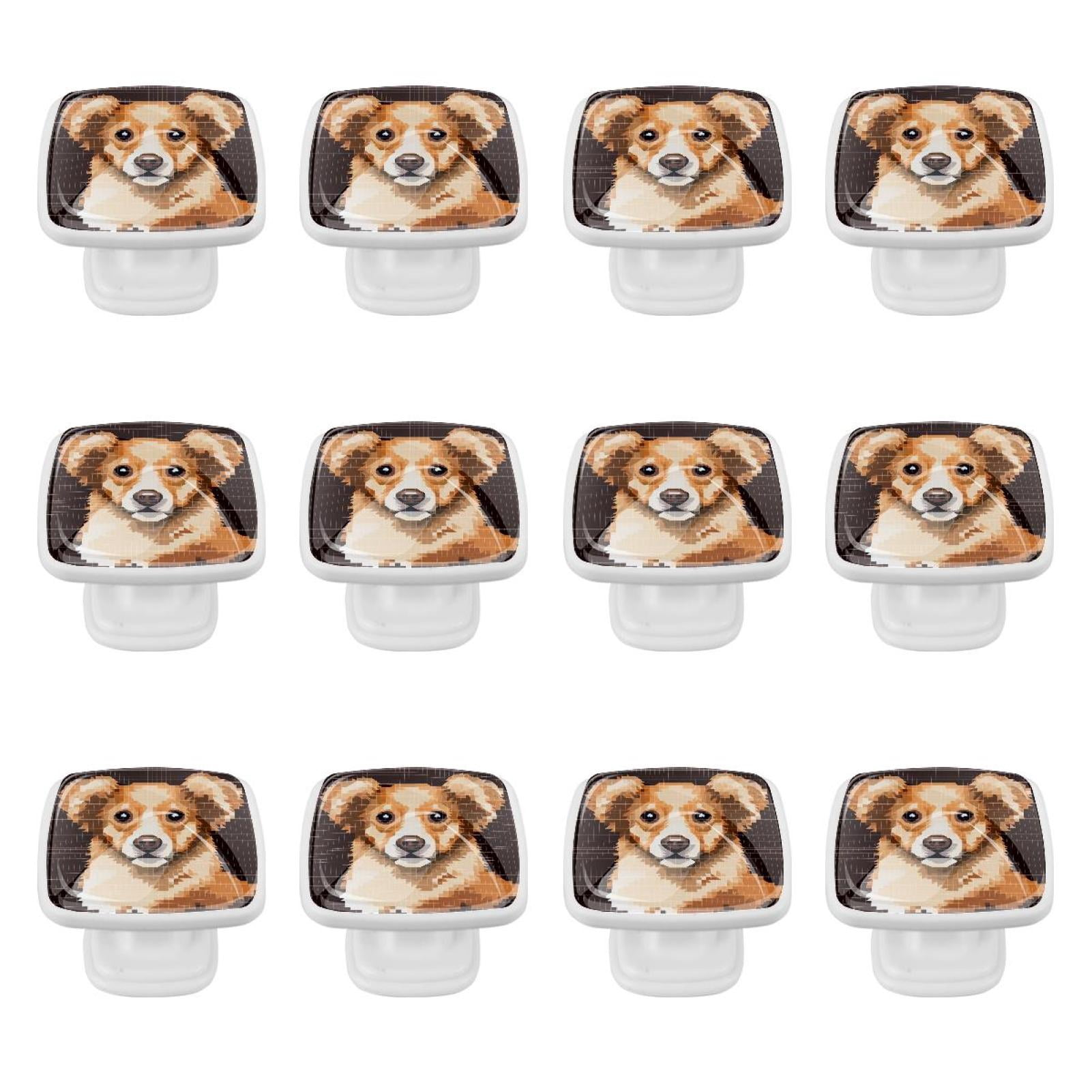 12 Pack Square Kitchen Cabinet Knobs, Cute Dog Drawer Pulls, Cabinet ...