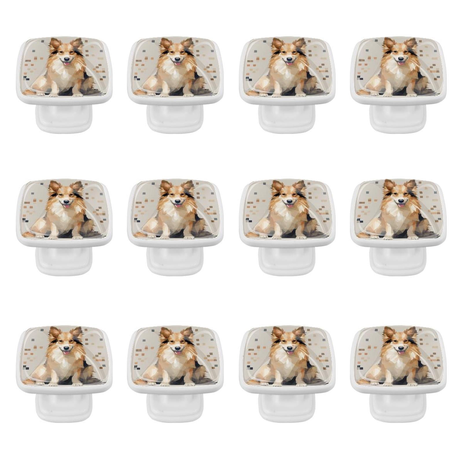 12 Pack Square Kitchen Cabinet Knobs, Cute Dog Drawer Pulls, Cabinet ...