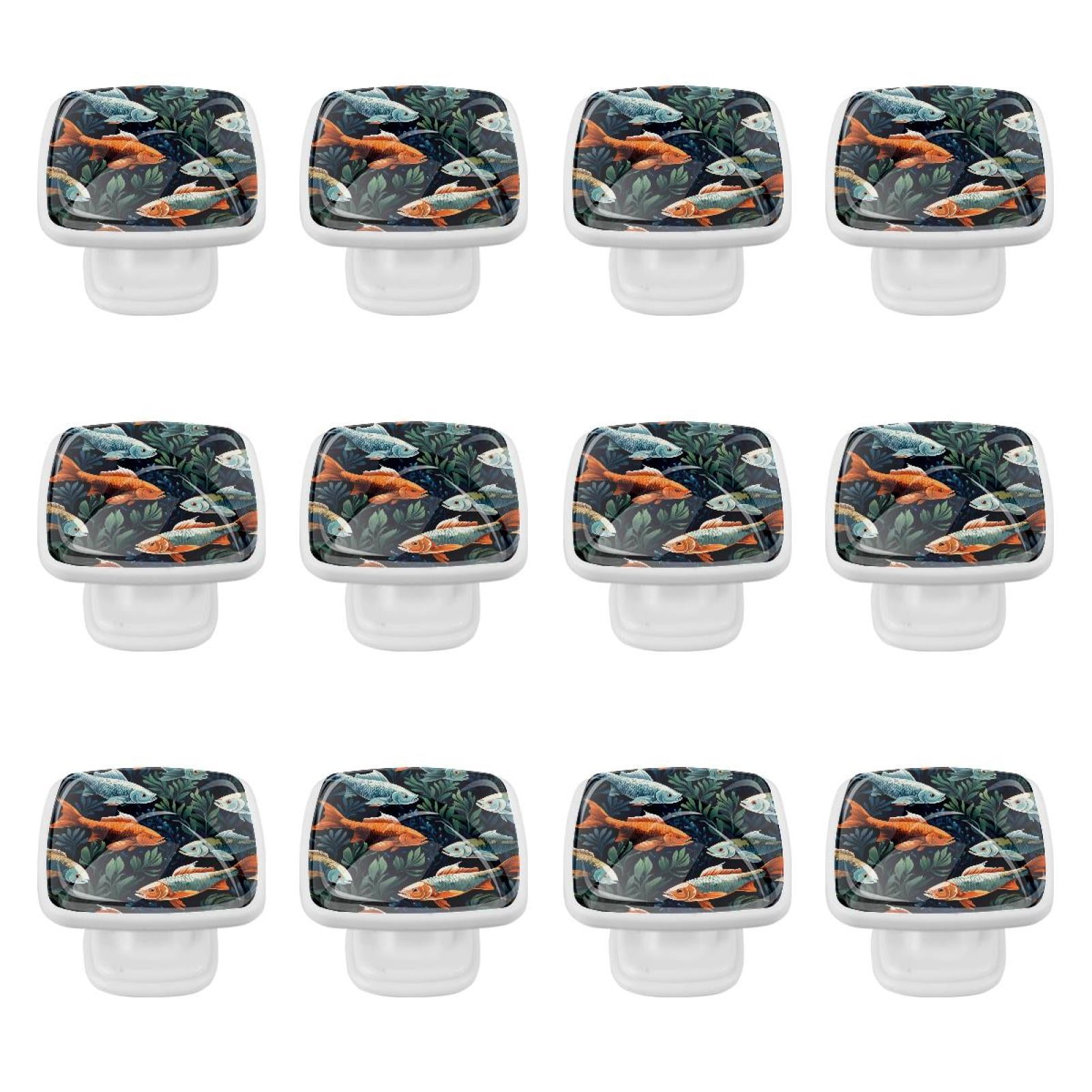 12 Pack Square Kitchen Cabinet Knobs, Fish Drawer Pulls, Cabinet ...