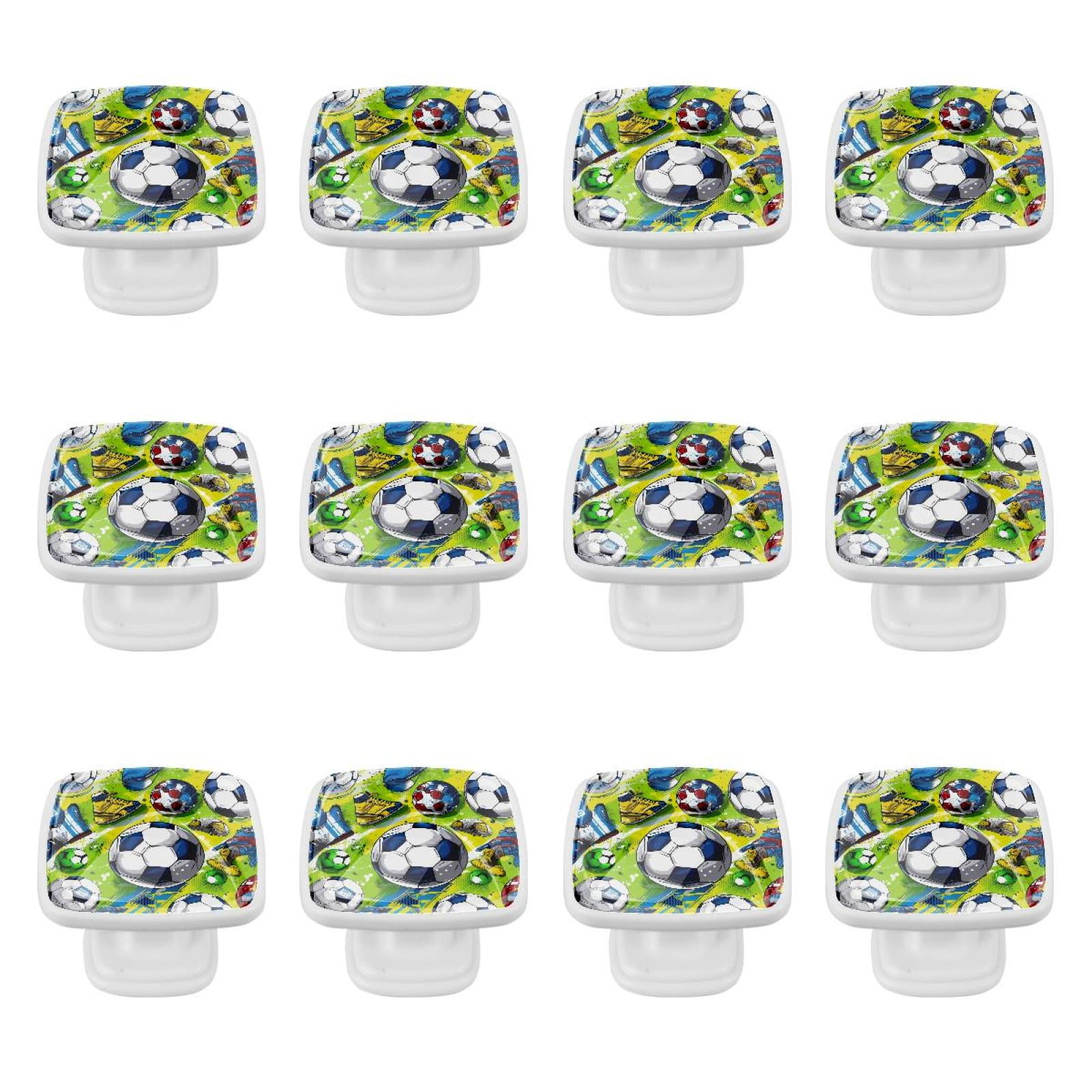 12 Pack Square Kitchen Cabinet Knobs, Football Soccer Drawer Pulls ...