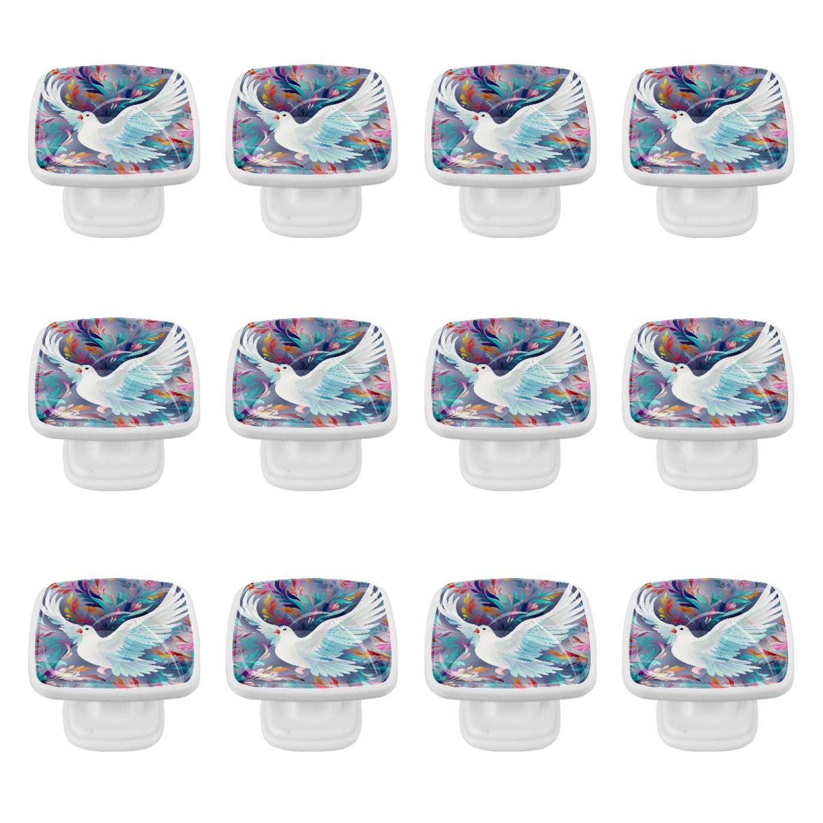 12 Pack Square Kitchen Cabinet Knobs, Peace Dove Drawer Pulls, Cabinet ...