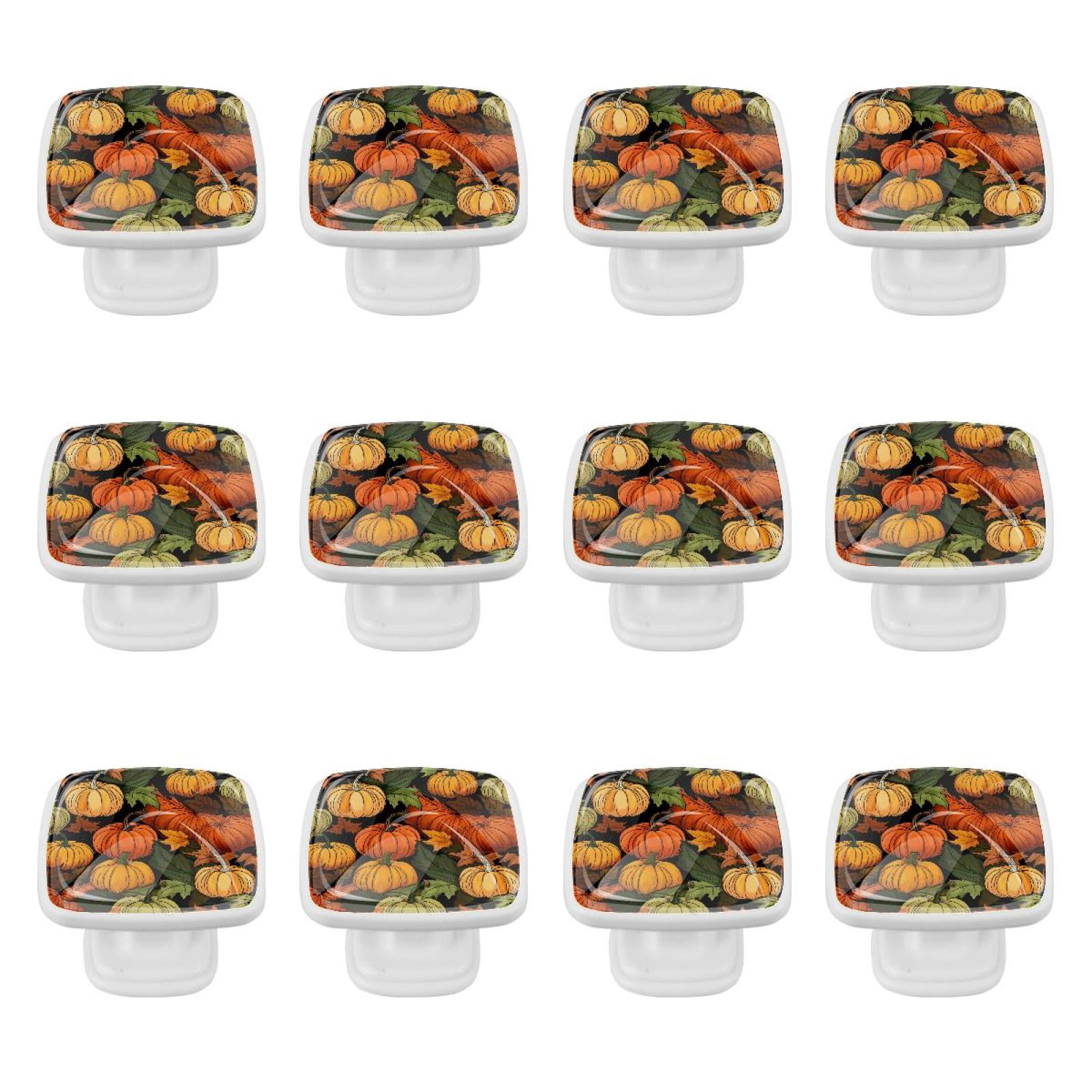 12 Pack Square Kitchen Cabinet Knobs, Thanksgiving Pumpkin Drawer Pulls ...