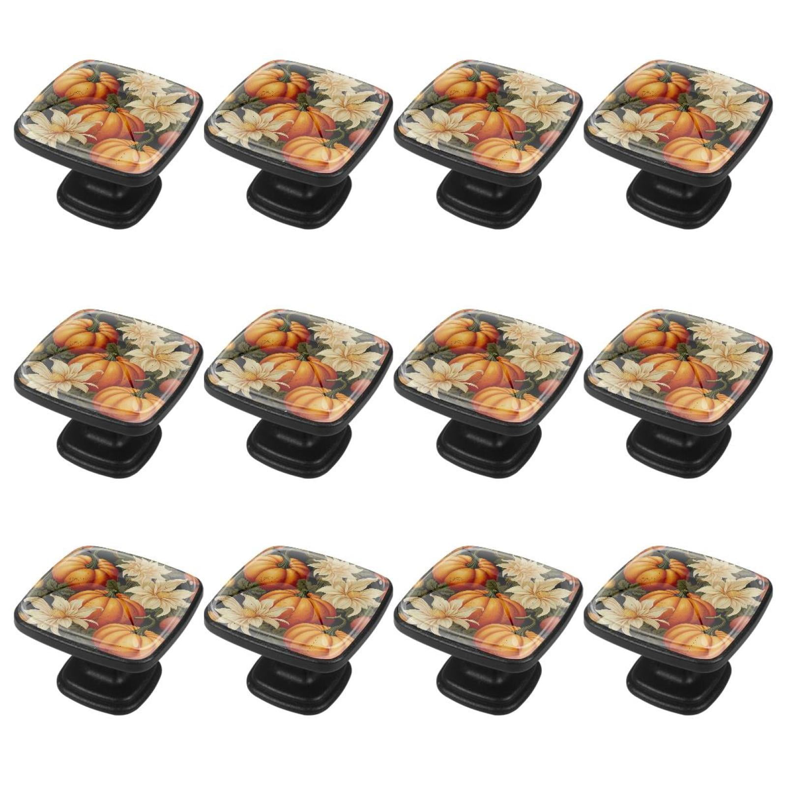 12 Pack Square Kitchen Cabinet Knobs, Thanksgiving Pumpkin Drawer Pulls ...