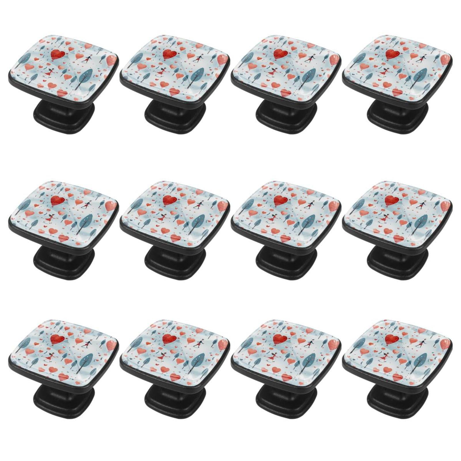 12 Pack Square Kitchen Cabinet Knobs, Valentine's Day Love Heart Drawer ...
