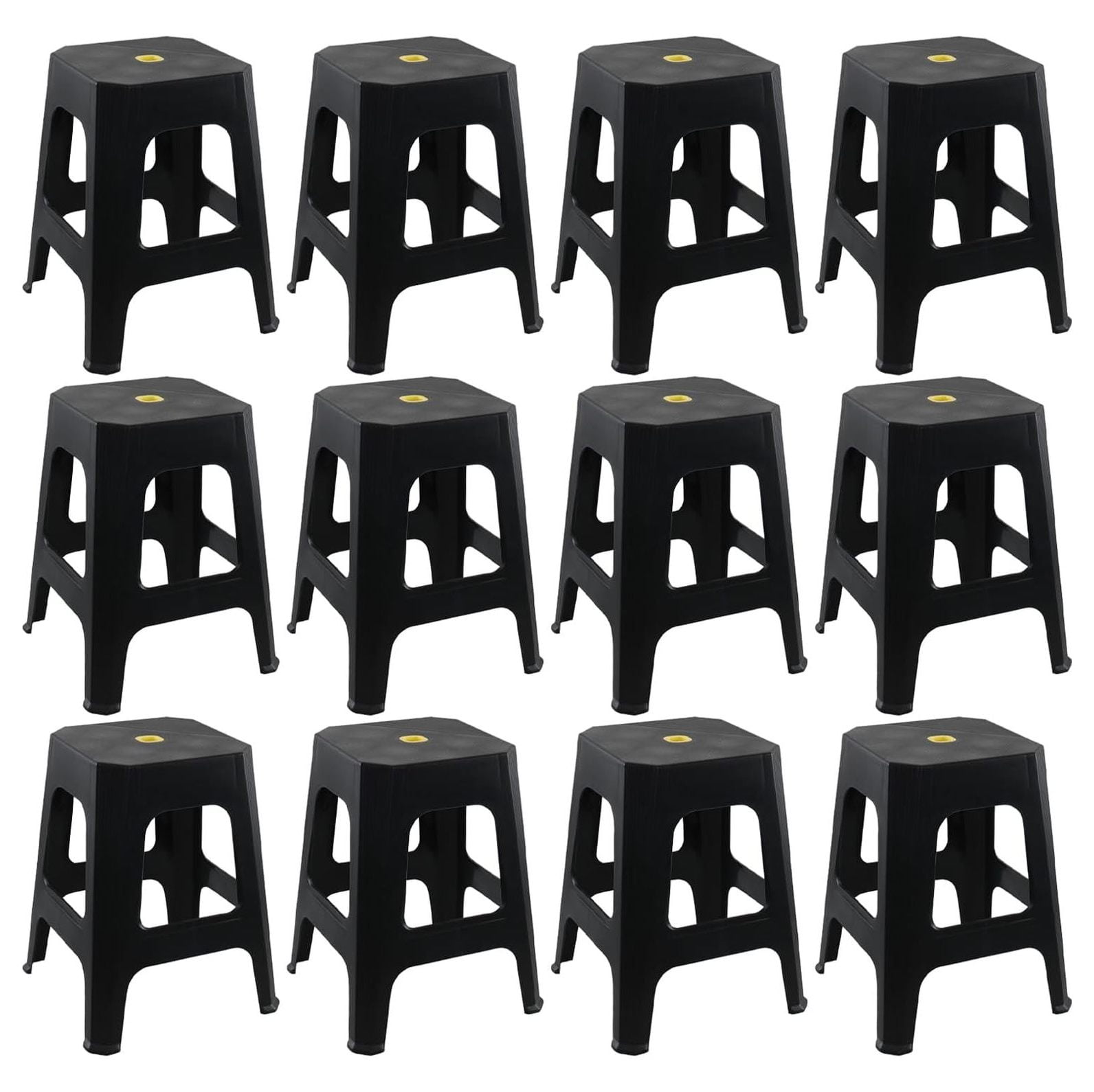 12-Pack Square Stackable Plastic Stools, Plastic High Stool Chair ...