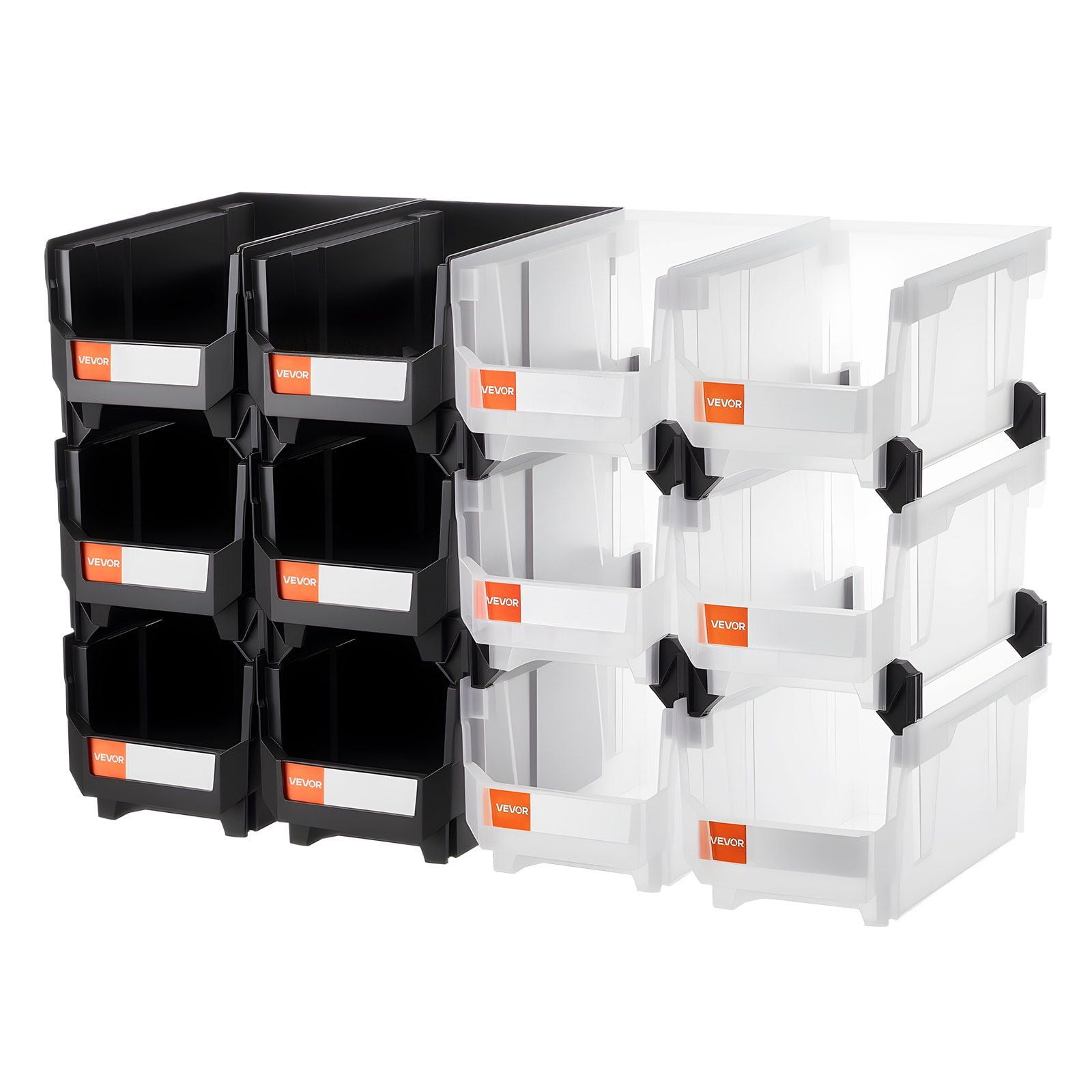 12-Pack Stackable Plastic Storage Bins with Lids, 14.8x8.5x7.1 Inch ...